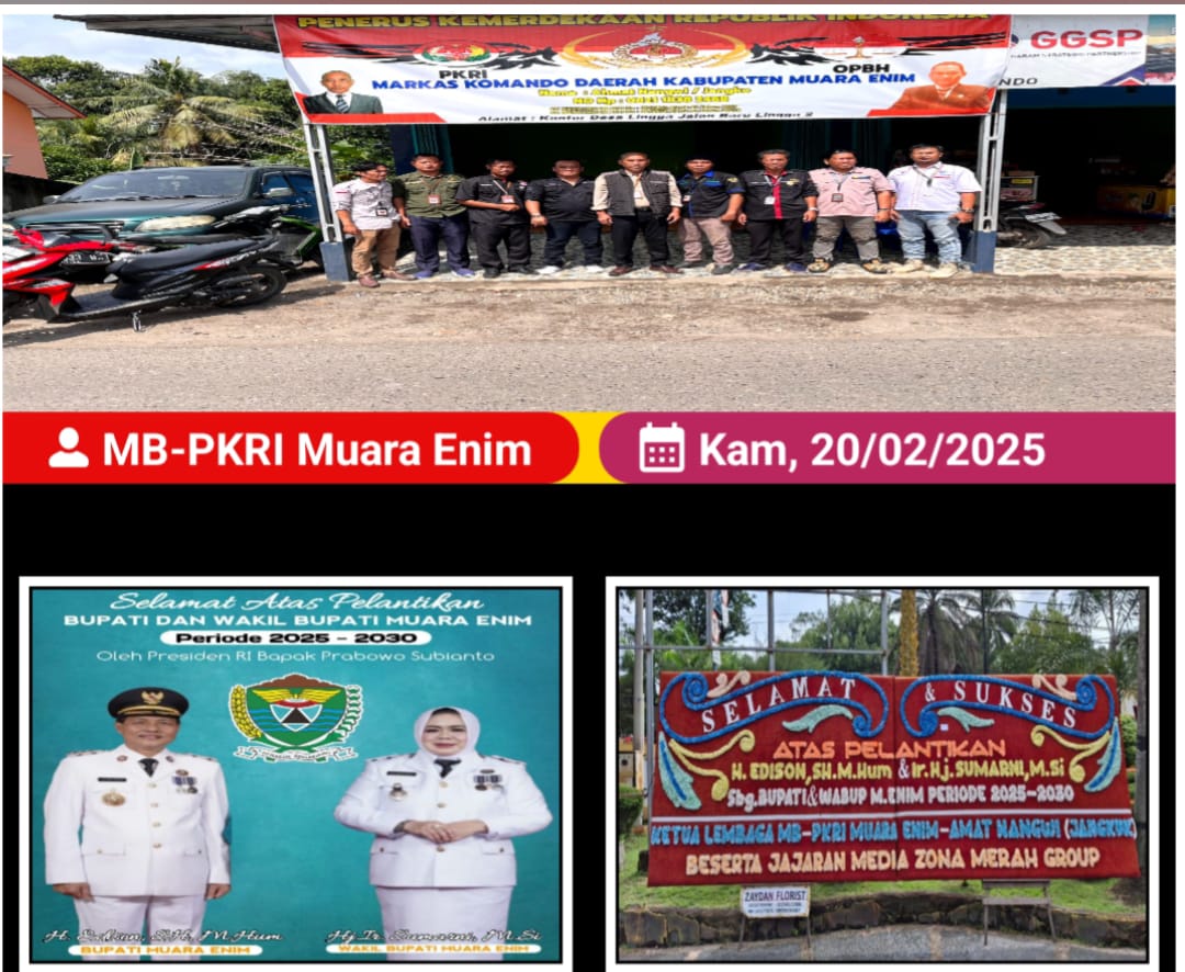 Segenap Keluarga Besar Ormas MB-PKRI Muara Enim, Ucapkan Selamat dan Sukses, Atas Pelantikan ...